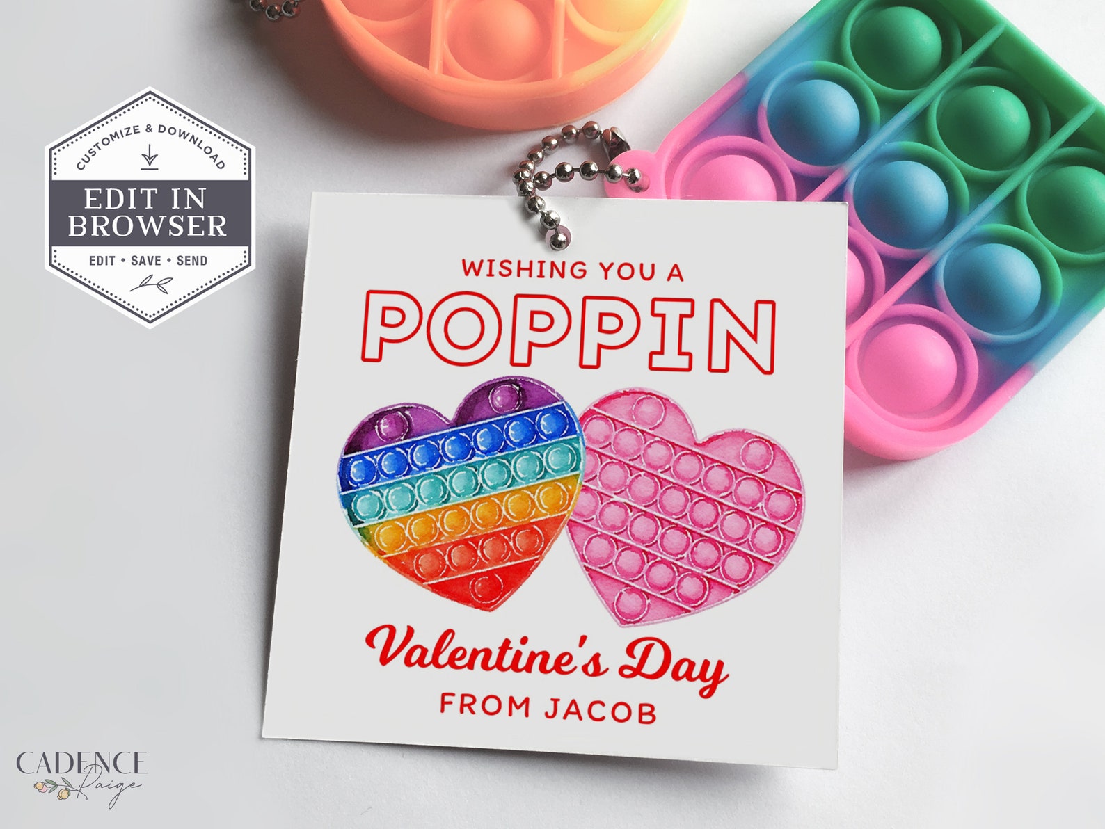 Valentine's Day Pop It Tags Class Valentine Tags | Etsy