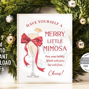 Christmas Mimosa Bar Sign Printable Merry Mimosa Bar Sign, Merry Little ...