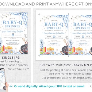 Blue Baby-q Sprinkle Invitation, Boy Baby Sprinkle Invitation, Babyq ...