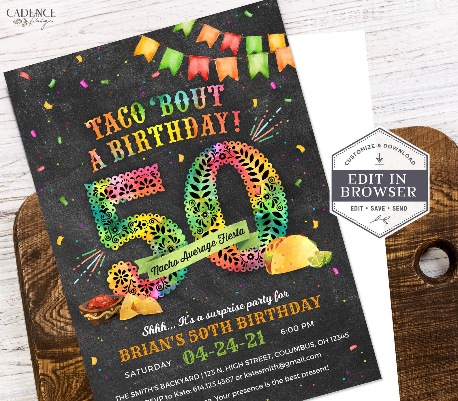 50th Birthday Party Invitation 50th Birthday Fiesta Invite - Etsy