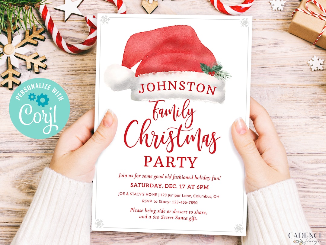 Family Christmas Party Invitation, Printable Christmas Party Invitation ...