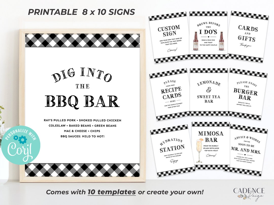 Printable I Do BBQ Shower Signs, Black and White BBQ Signs, 8 X 10 Bbq ...