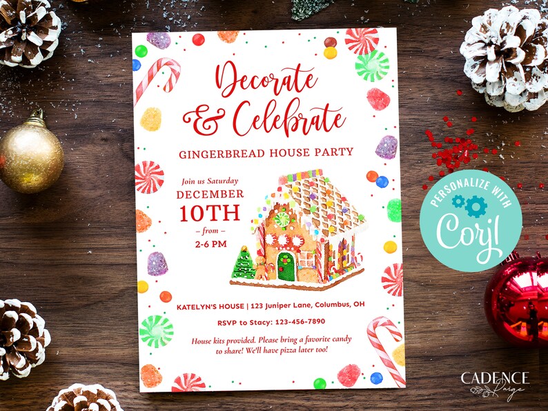 Gingerbread House Party Invitation Fun Holiday Party - Etsy