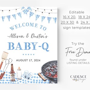Blue Babyq Welcome Sign Baby-q Sign for Baby Boy Shower Cookout Couples ...
