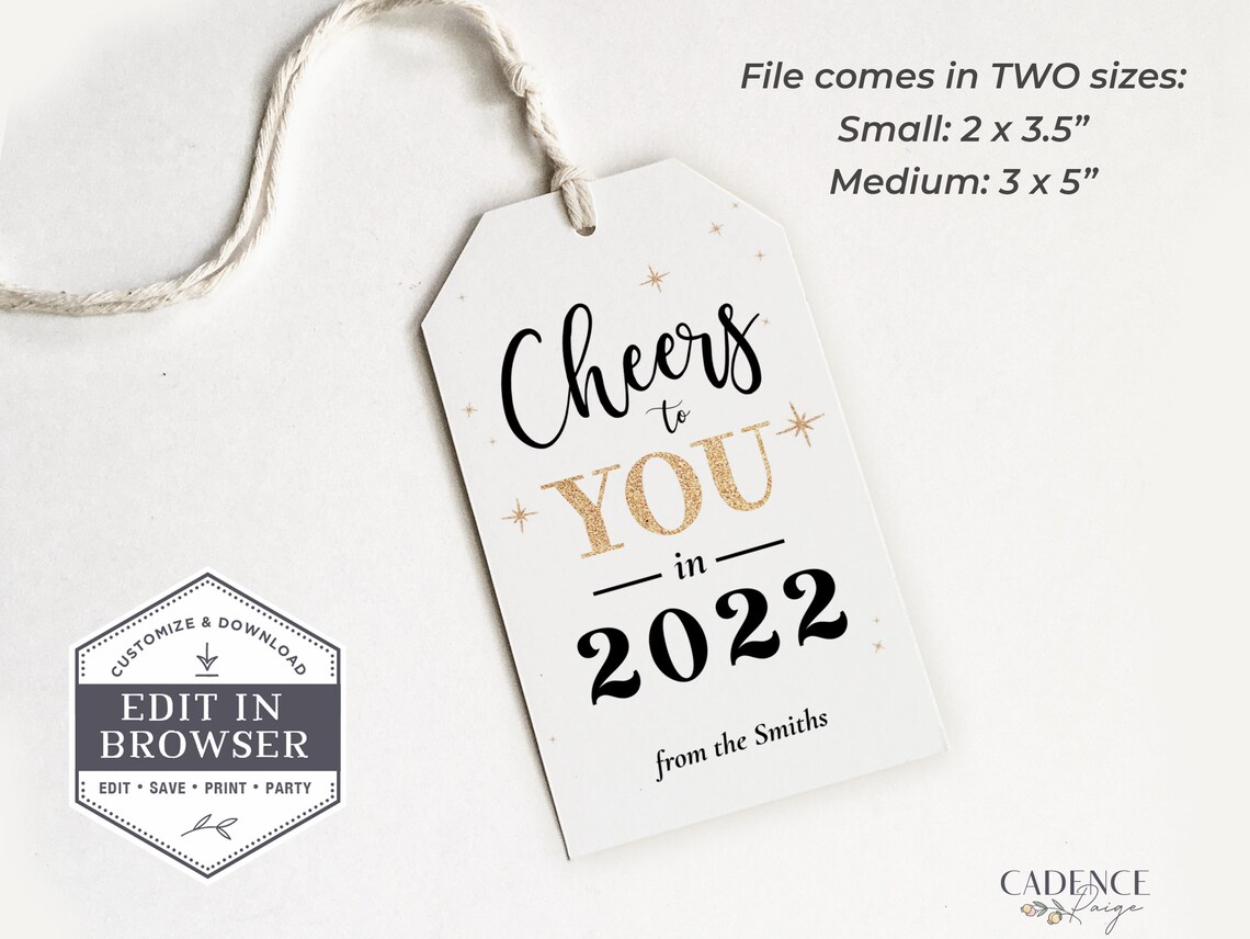 New Years Gift Tag Printable New Years Gift Tag Editable New | Etsy