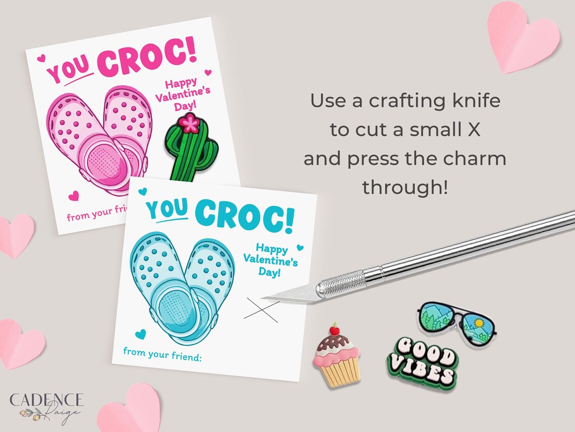 You Croc Valentine's Day Gift Tag, Shoe Charm Valentines Day Tag, Easy ...
