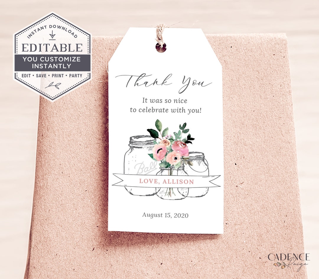 Bridal Shower Favor Tags, Drive by Shower Treat Tags, Printable Favor ...