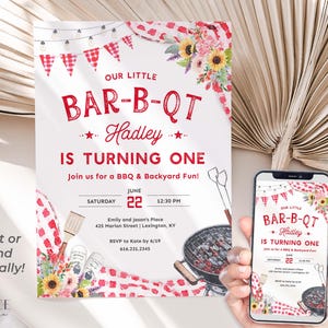 First Birthday BBQ Invitation, 1st Birthday BBQ Party Text Invitation ...