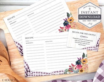 BBQ Recipe Cards Checkered Recipe Cards 2 Sided Recipe Cards Bridal ...