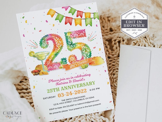 25th Birthday Invitation 25th Anniversary Party Invitation | Etsy