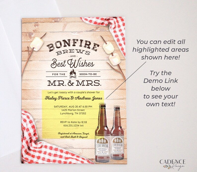 Bonfire Couples Shower Invitation, Bonfire and Brews Invitation ...