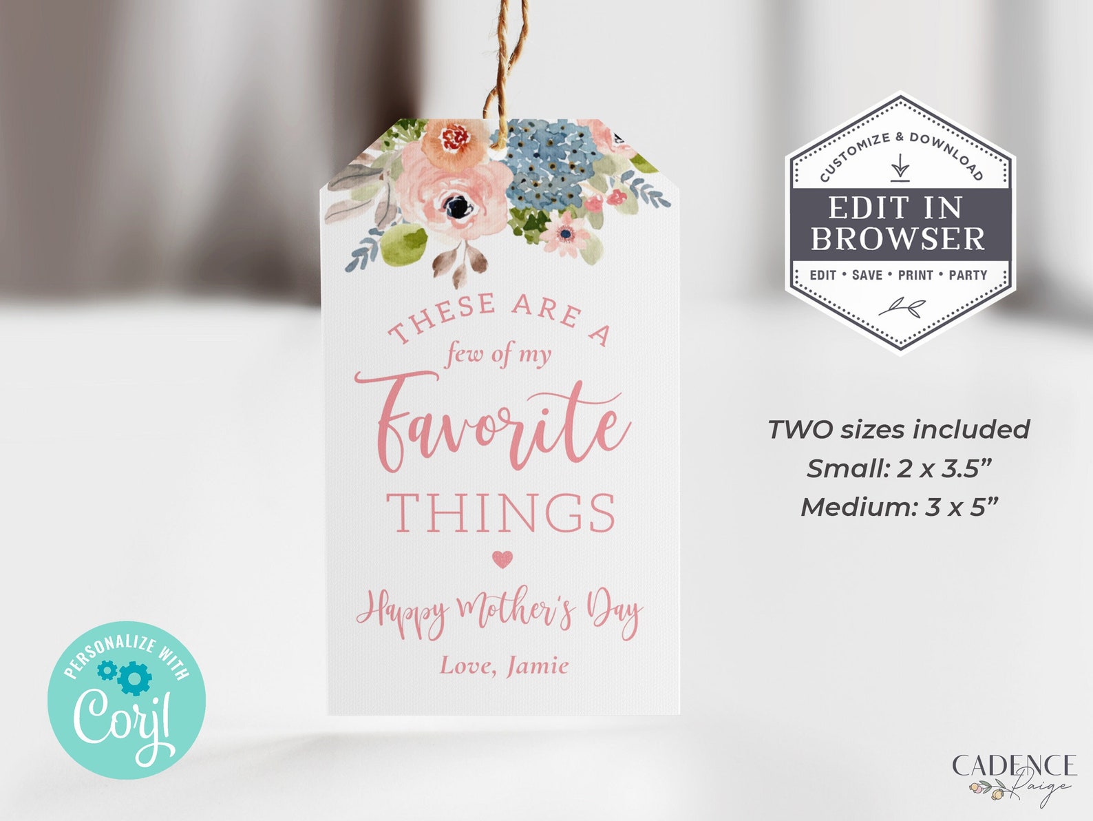 Mother's Day Gift Tags, Printable Mother's Day Tags, Favorite Things ...
