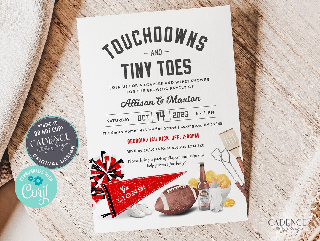 Football Baby Shower Invitation, Tailgate Baby Shower Invite, Coed Baby ...