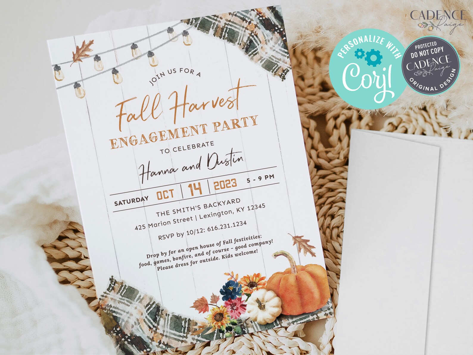 Fall Engagement Party Invitation, Fall Harvest Wedding Shower Invite ...