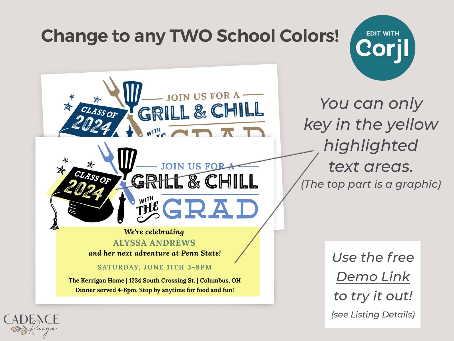 Graduation Party Insert Note for Grad Party Invite for Grill and Chill ...