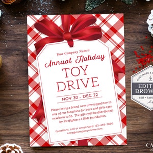 Holiday Toy Drive Flyer Printable Kids Christmas PTO PTA School ...