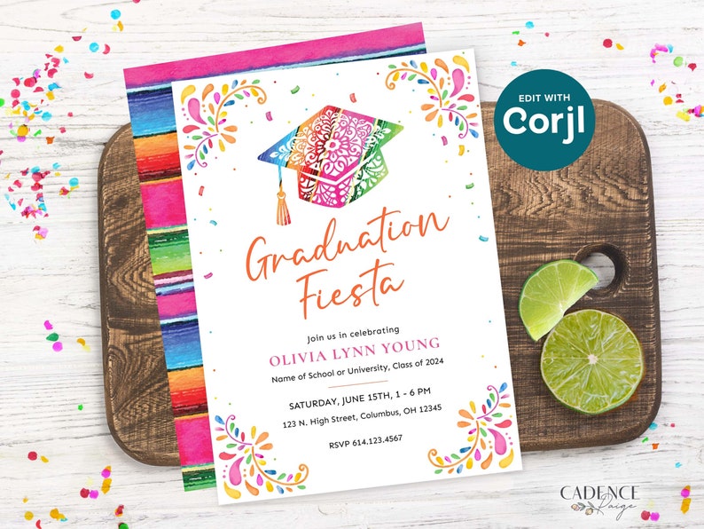 Graduation Party Fiesta Invitation for Mexican Theme Grad Party ...