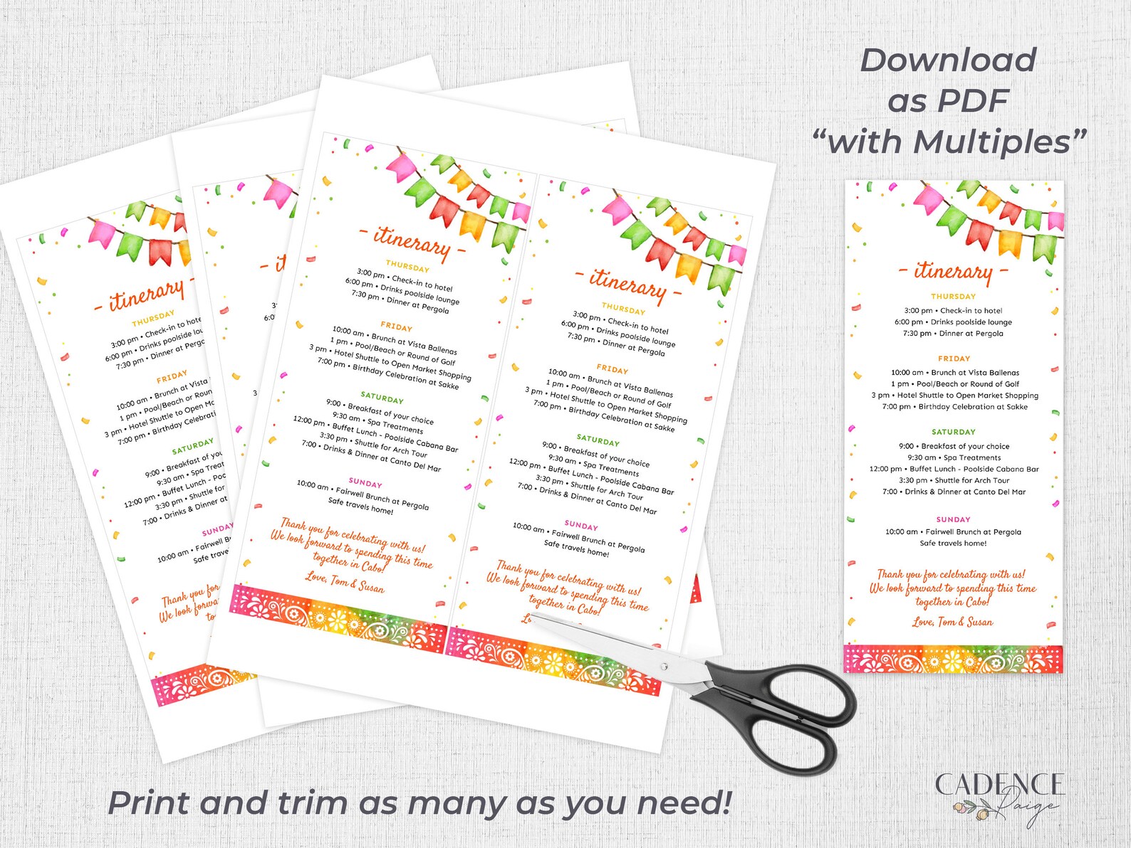 Printable Fiesta Itinerary Itinerary Template Fiesta Decor - Etsy