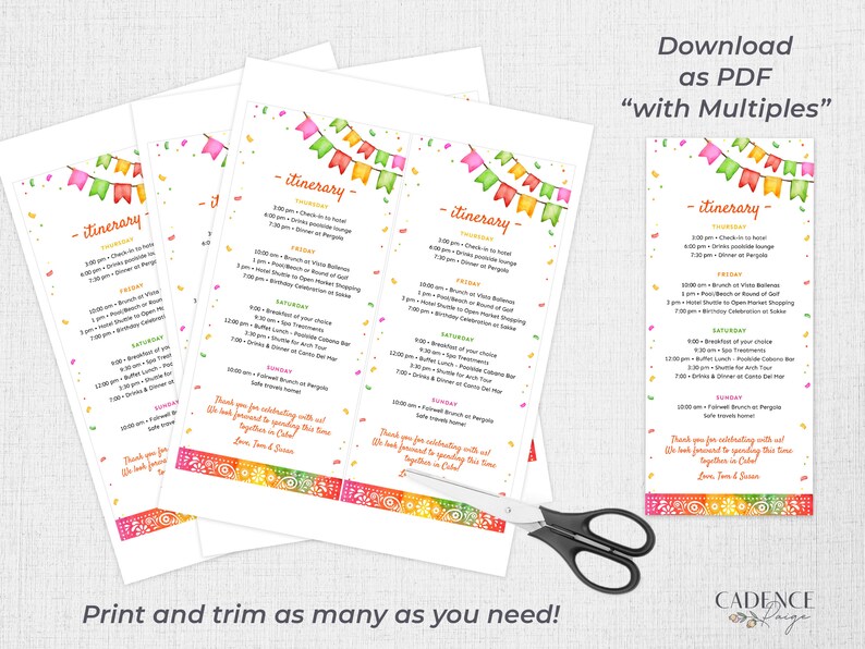 Printable Fiesta Itinerary Itinerary Template Fiesta Decor - Etsy