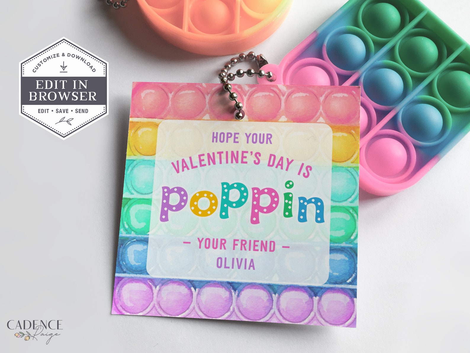 Valentine's Day Pop It Tags Class Valentine Tags - Etsy
