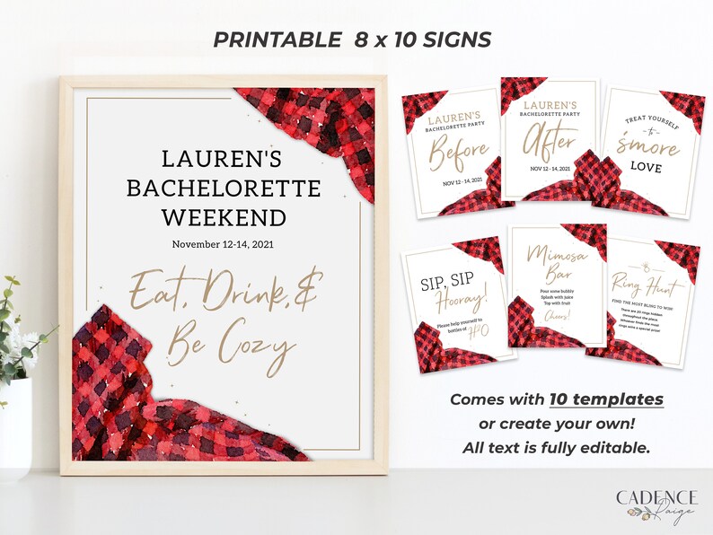Buffalo Plaid Bachelorette Signs, 8 X 10 Bachelorette Signs, Flannel ...