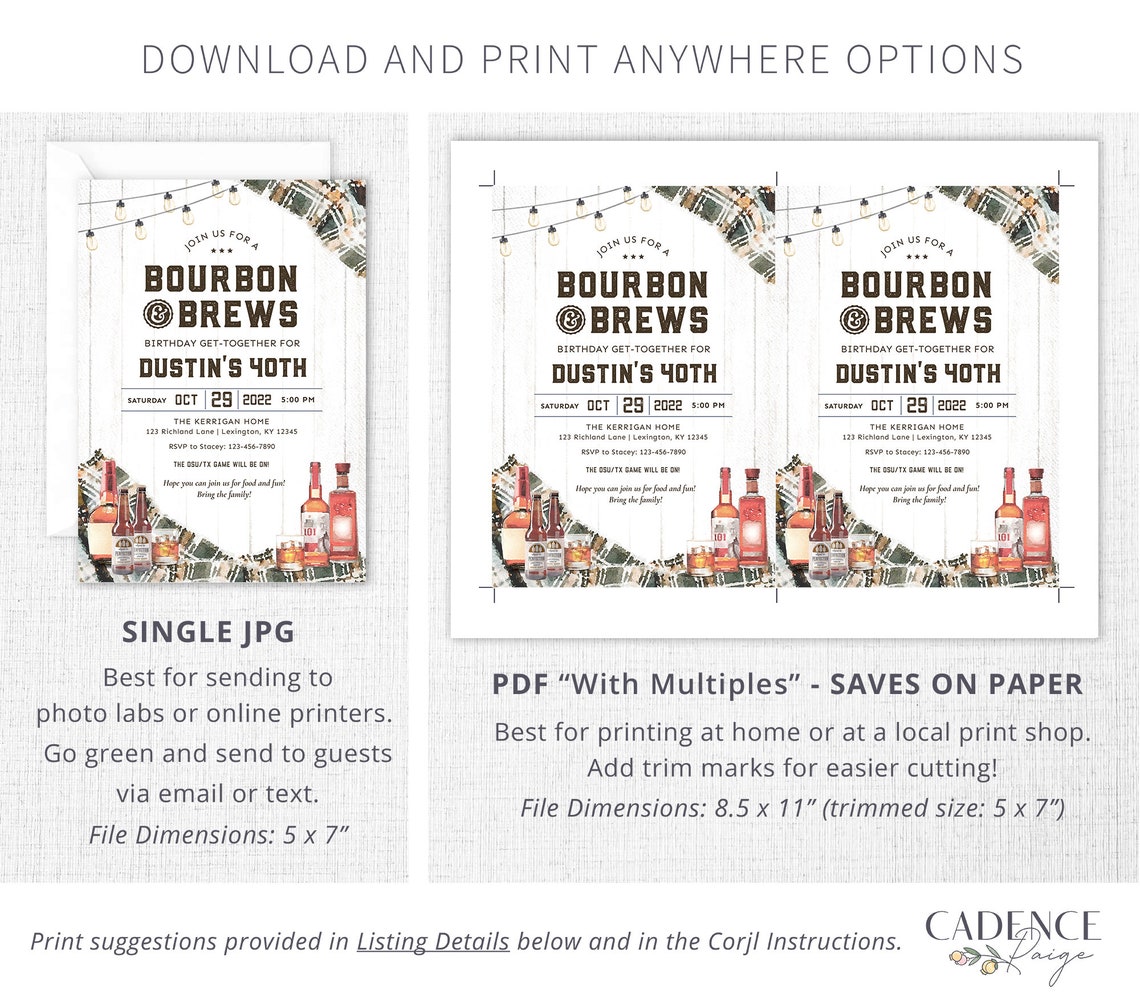 Bourbon and Brews Birthday Invitation 30th 40th 50th 60th - Etsy