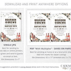 Bourbon and Brews Birthday Invitation, 30th, 40th, 50th, 60th Birthday ...