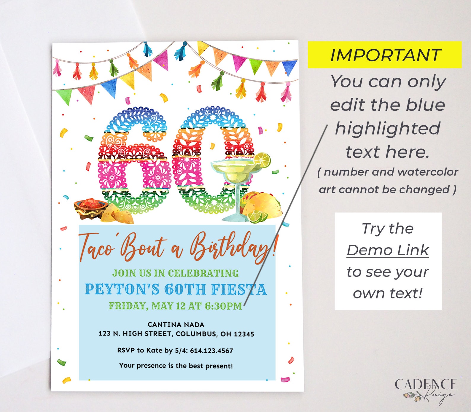 60th Birthday Invitation Fiesta Theme Taco Bout 60 - Etsy