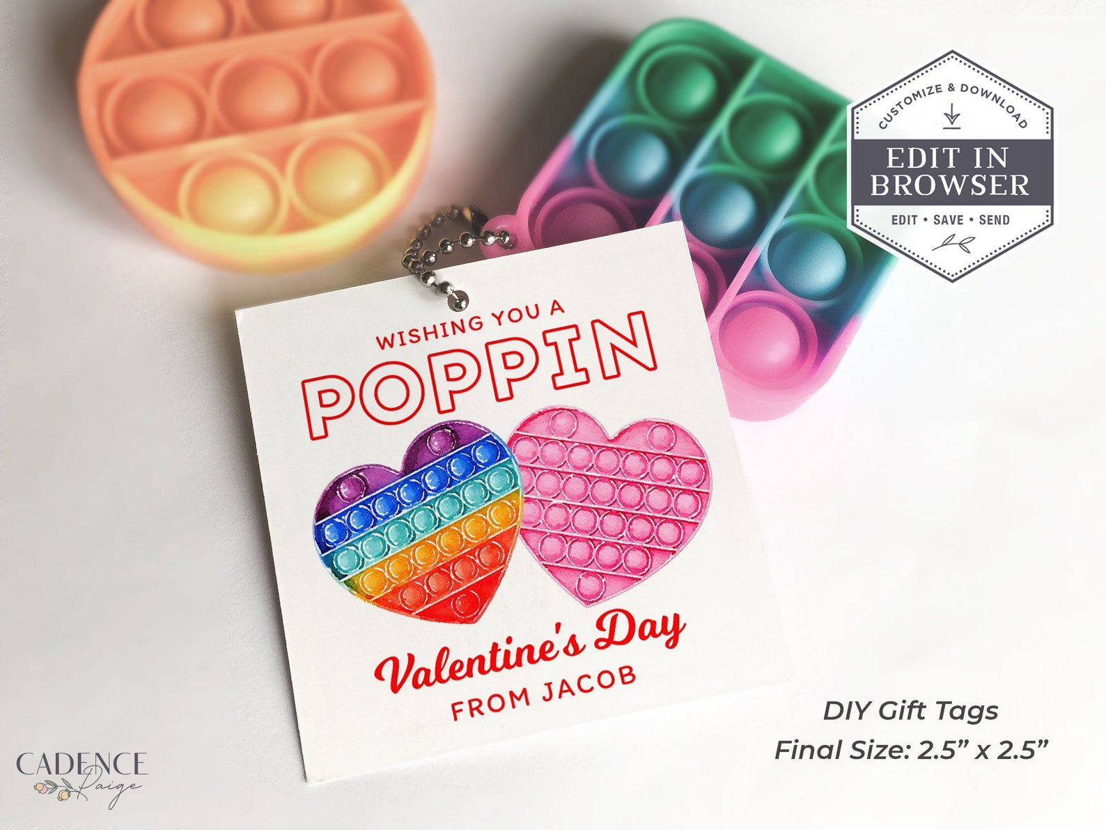 Valentine's Day Pop It Tags Class Valentine Tags | Etsy