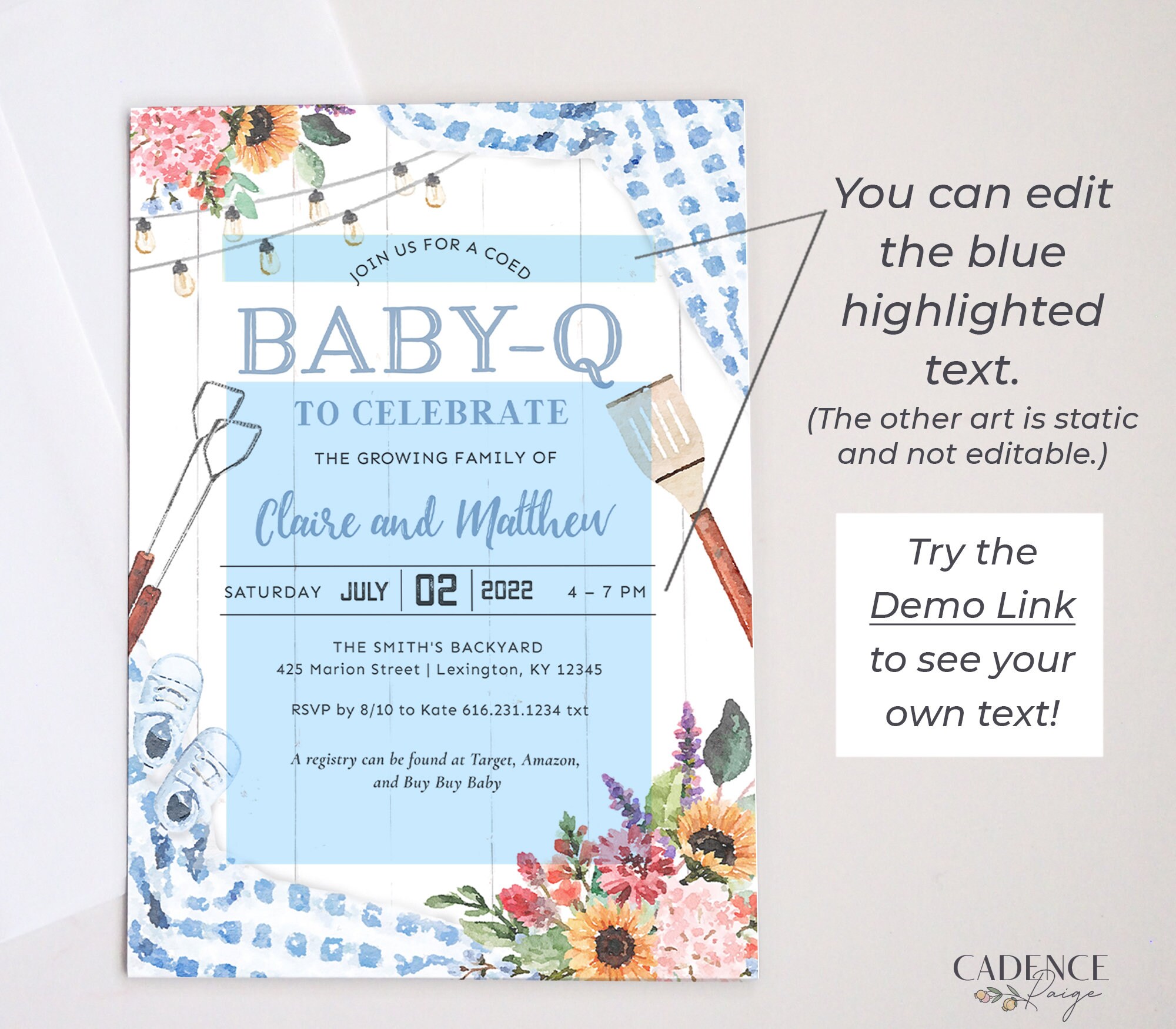 Light Blue Baby-q Shower Invitation, BBQ Couples Baby Shower Invite ...