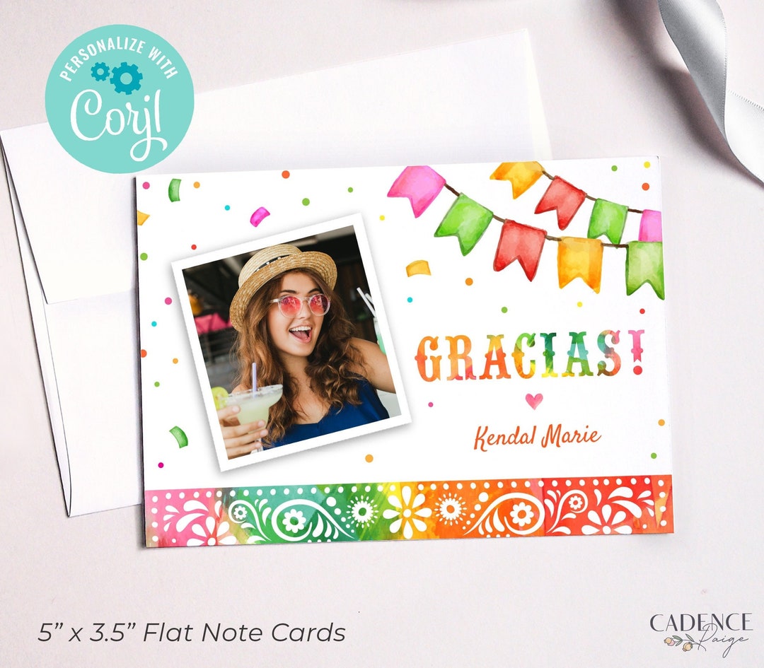 Fiesta Thank You Cards, Fiesta Thank You Notes, Gracias Notes, Custom ...