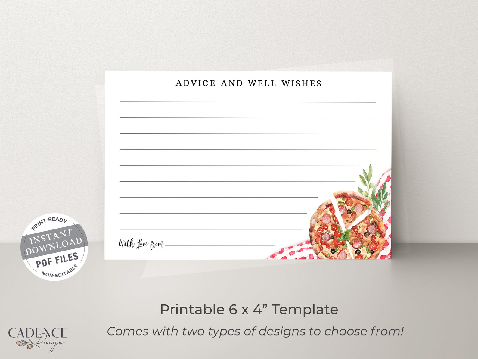Advice and Wishes Cards and Sign for Italian Bridal Shower Pizza Themed ...