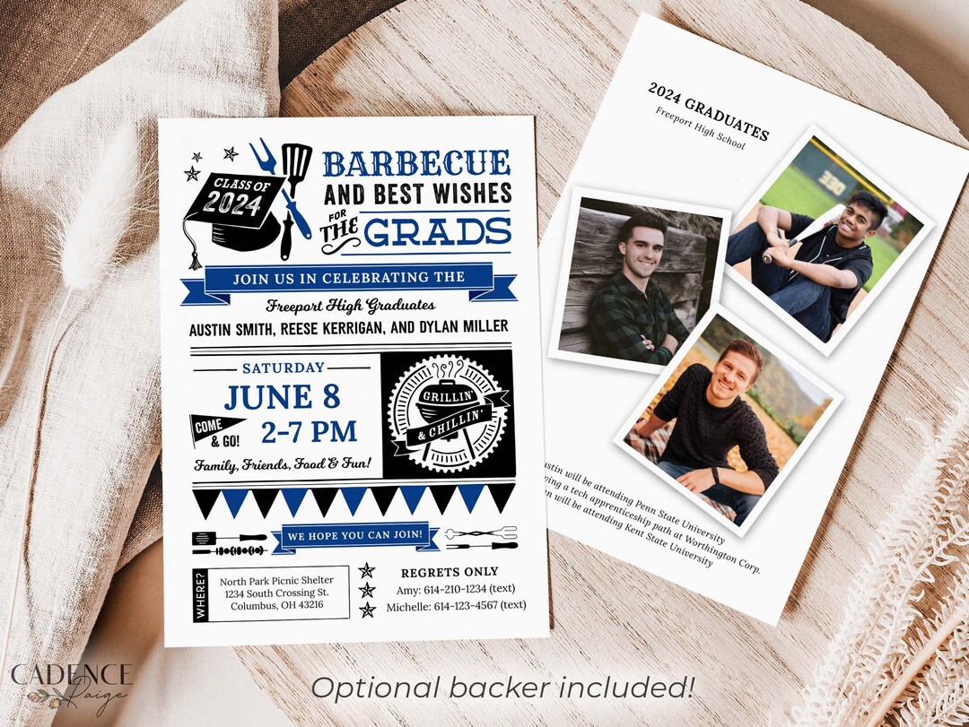 Group Graduation Party Invite for Multiple Grads BBQ Graduation Party ...