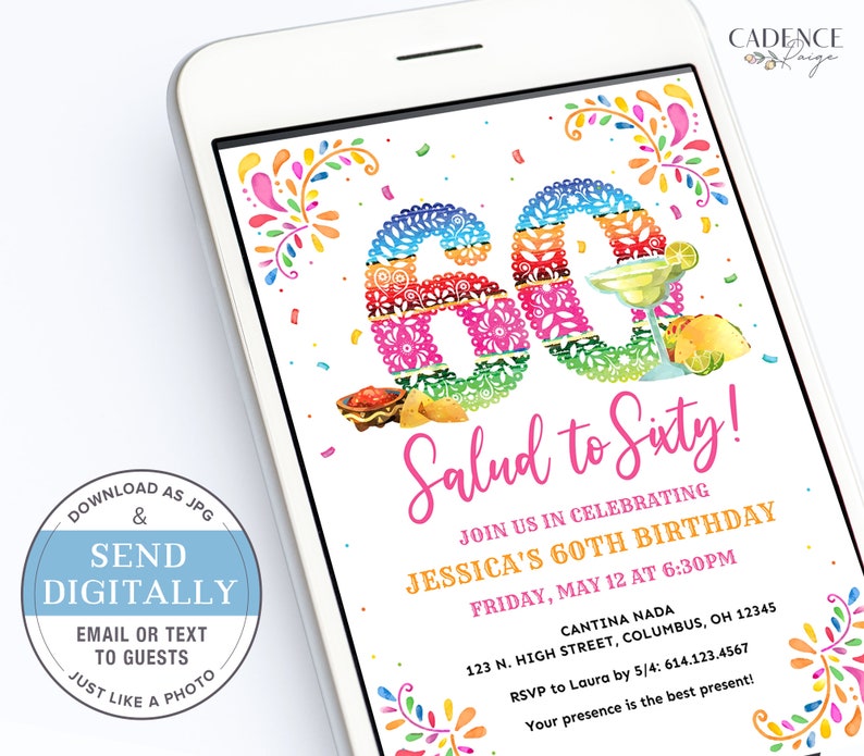 60th Birthday Invitation Fiesta Theme Salud to 60 Invitation - Etsy