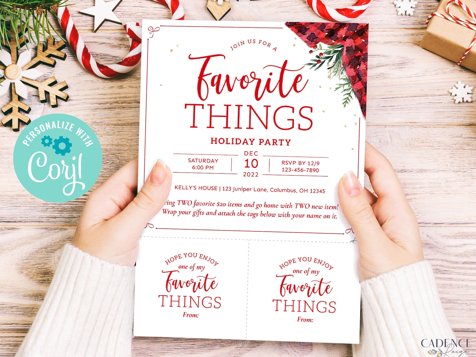 Favorite Things Party Invite With Tags Gift Exchange Invite - Etsy