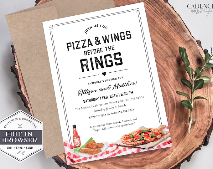 Hot Wings Couples Shower Invitation, Wing Night, Casual Rehearsal ...