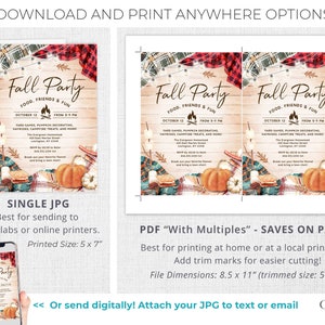 Fall Harvest Party Invitation: Bonfire, Picnic, Community Event (DIY ...