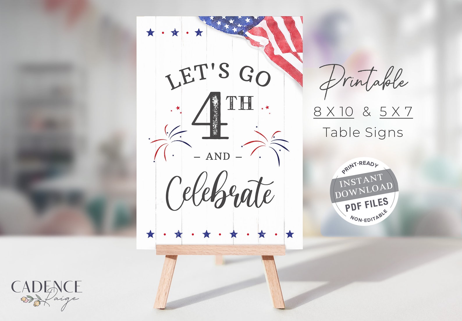4th of July Party Sign, Welcome Sign for 4th of July Printable Let's Go ...