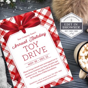 Holiday Toy Drive Flyer Printable Kids Christmas PTO PTA School ...