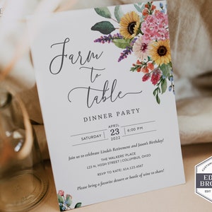 Farm to Table Dinner Party Invitation, Farm Dinner Party Invitation ...