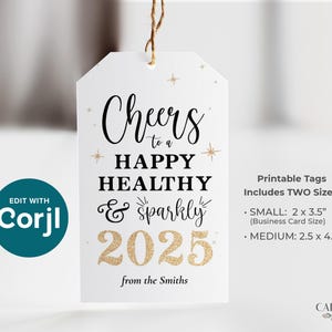Happy New Year Gift Tag, Printable New Years Tag, Editable New Years ...