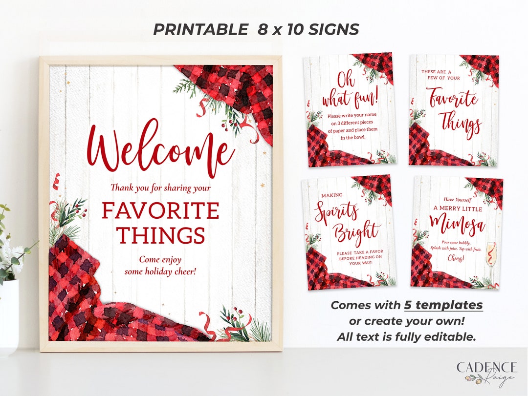 Favorite Things Party Signs, Favorite Things Party Decor, 8 X 10 ...