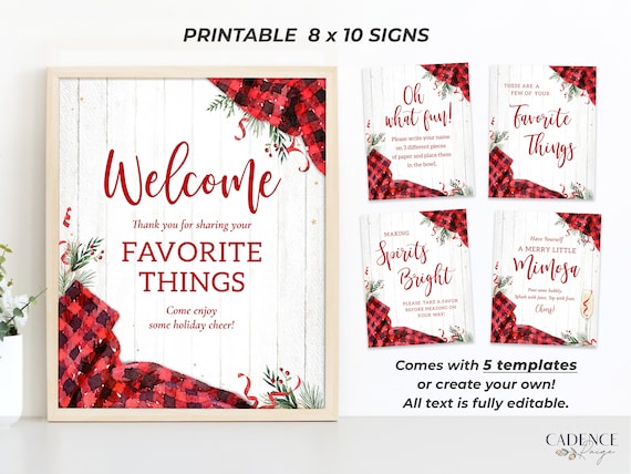 Favorite Things Party Signs Favorite Things Party Decor 8 X | Etsy