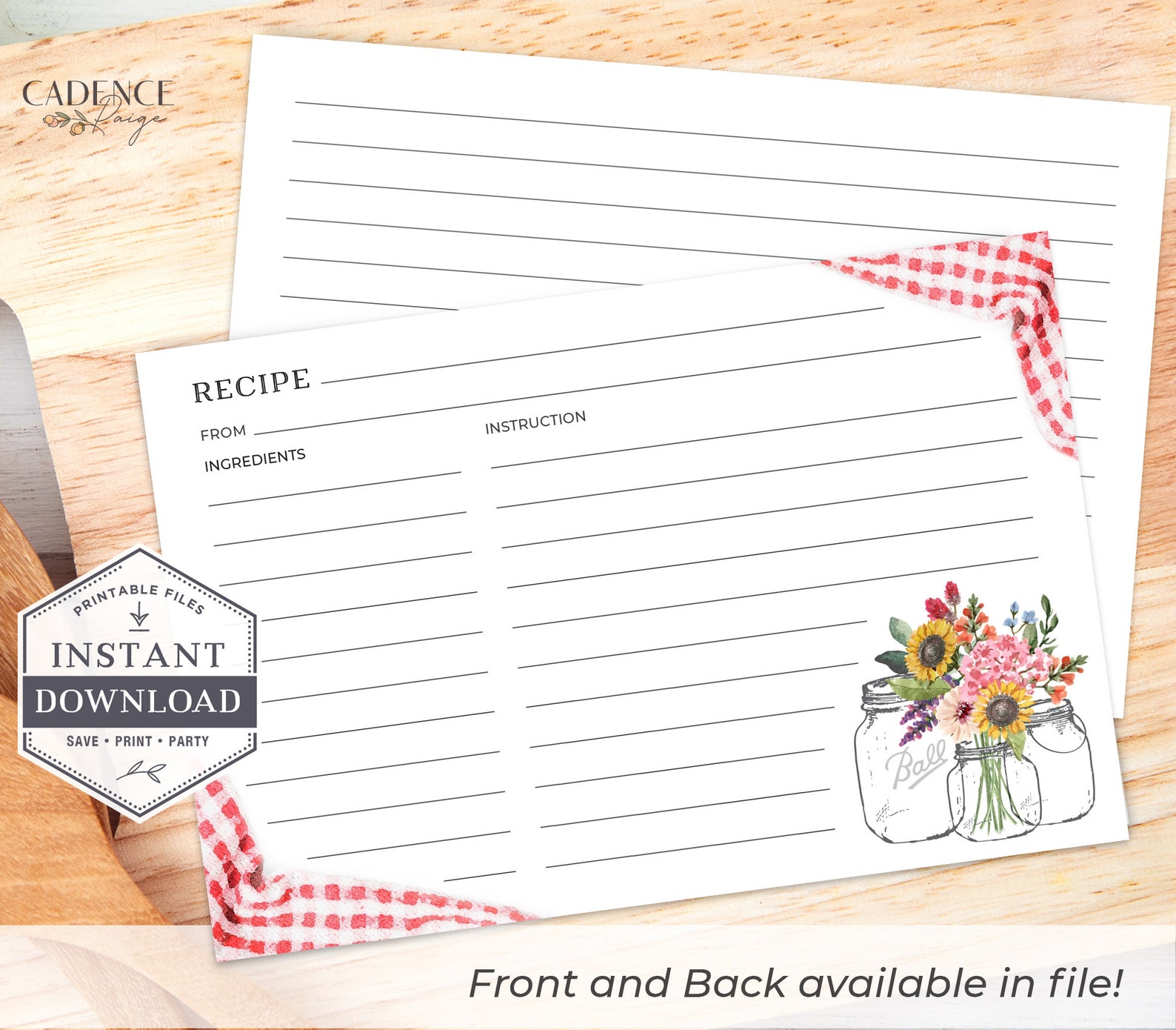 Picnic Bridal Shower Recipe Cards, I Do BBQ Recipe Cards, Matching ...