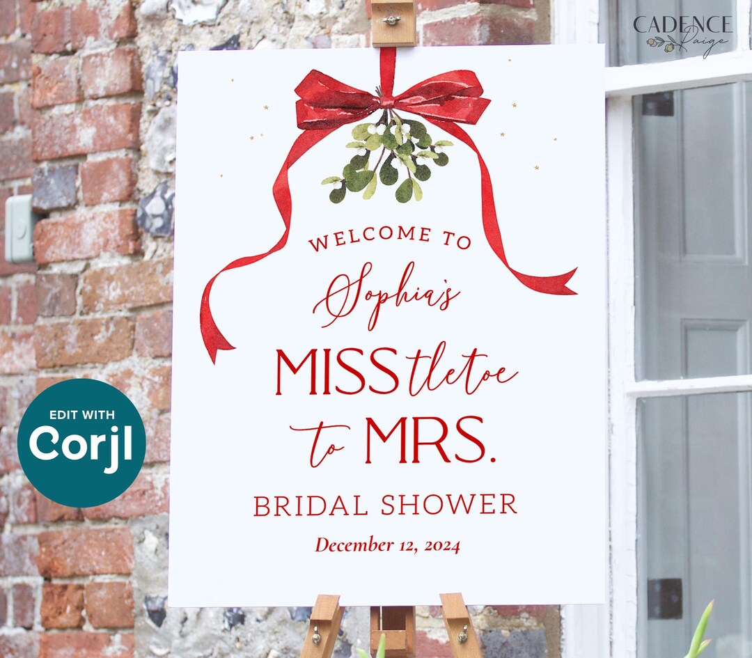 Misstletoe to Mrs™ Bridal Shower Sign | Christmas Holiday Shower ...