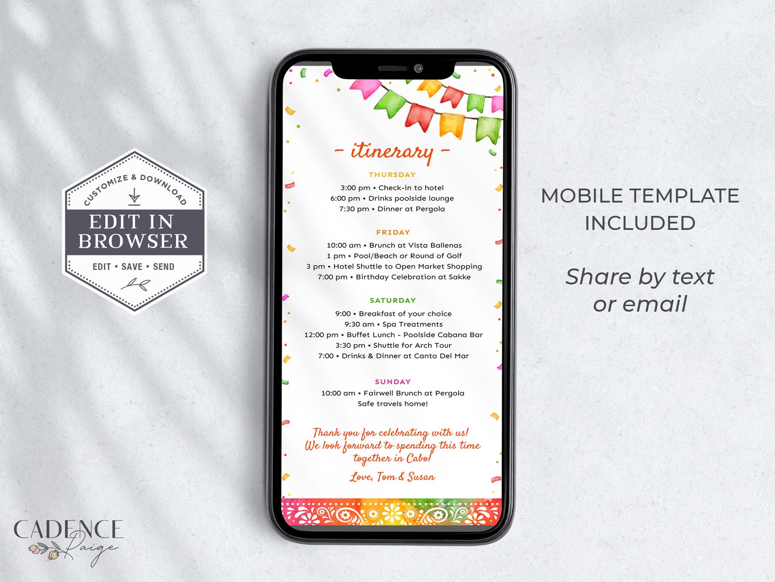 Printable Fiesta Itinerary Itinerary Template Fiesta Decor - Etsy