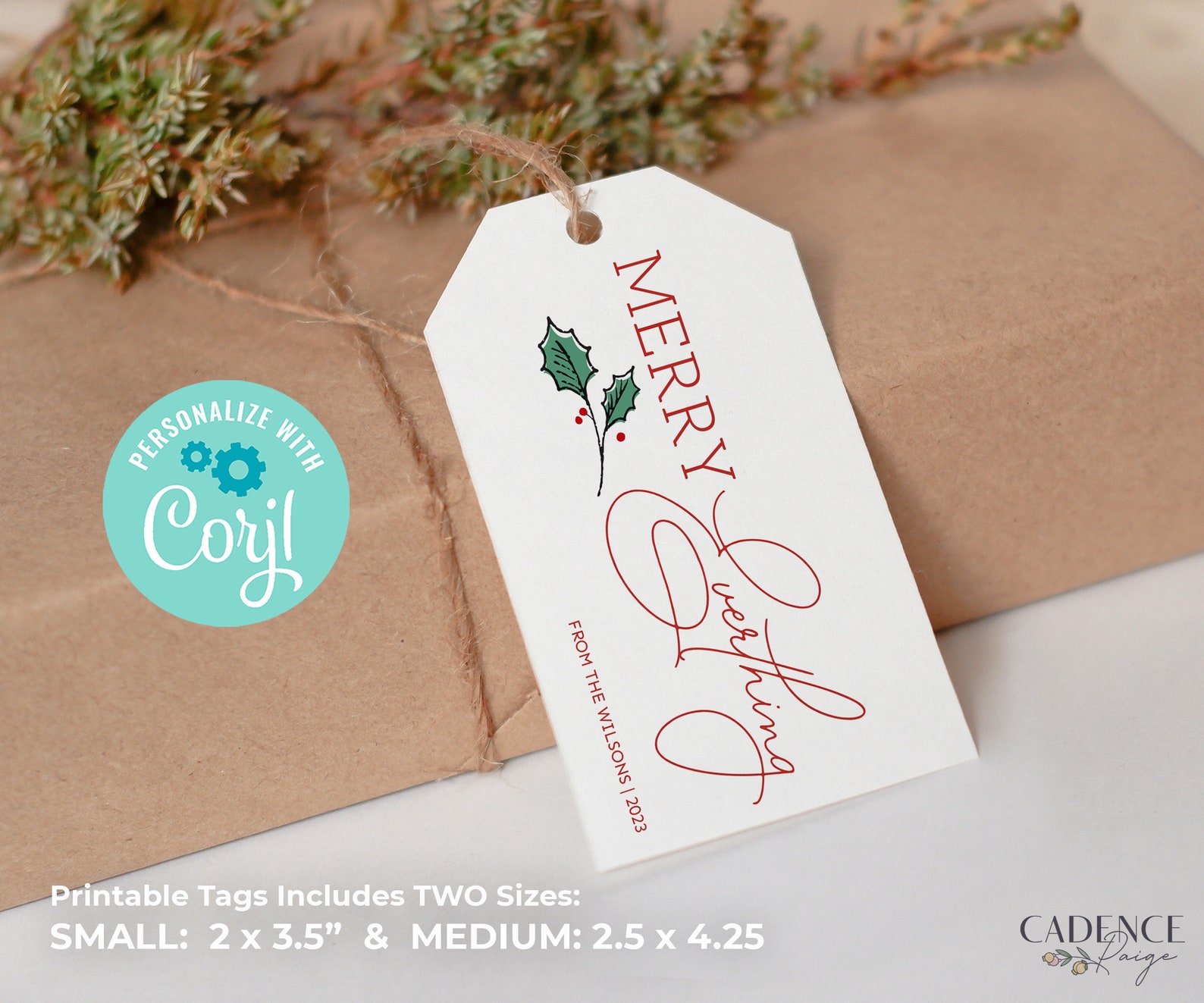 Printable Merry Everything Gift Tags, Personalized Holiday Gift Tags ...