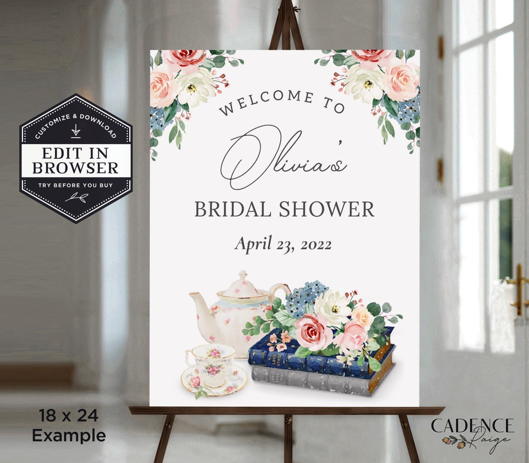 Bridal Shower Tea Welcome Sign, Bridal Tea Sign, Welcome to Bridal ...
