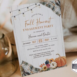 Fall Engagement Party Invitation Fall Harvest Couple's | Etsy