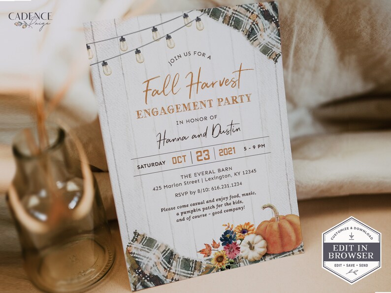 Fall Engagement Party Invitation Fall Harvest Couple's - Etsy